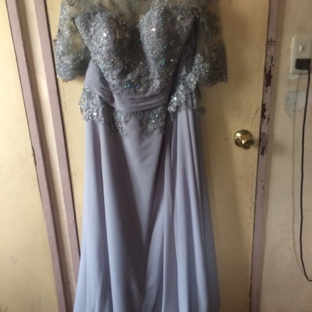 Ash Grey Gown, Women's Fashion, Dresses & Sets, Evening dresses & gowns ...