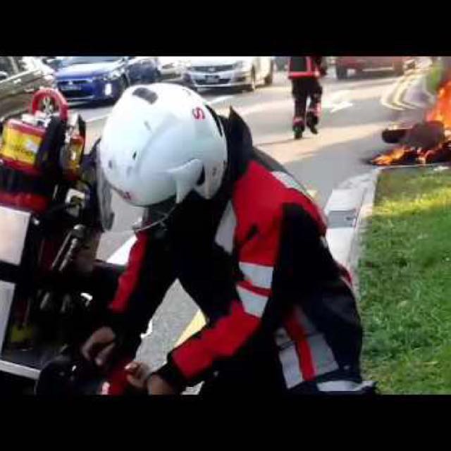 SCDF Fire Biker Jacket, Everything Else on Carousell