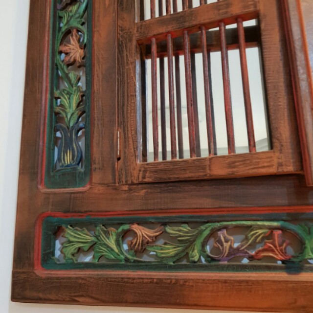 Teak wood vintage balinese peranakan teak wood window handicraft wall ...