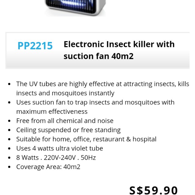 PowerPac Mosquito Power Strike / Electronic Insect Killer with Suction ...