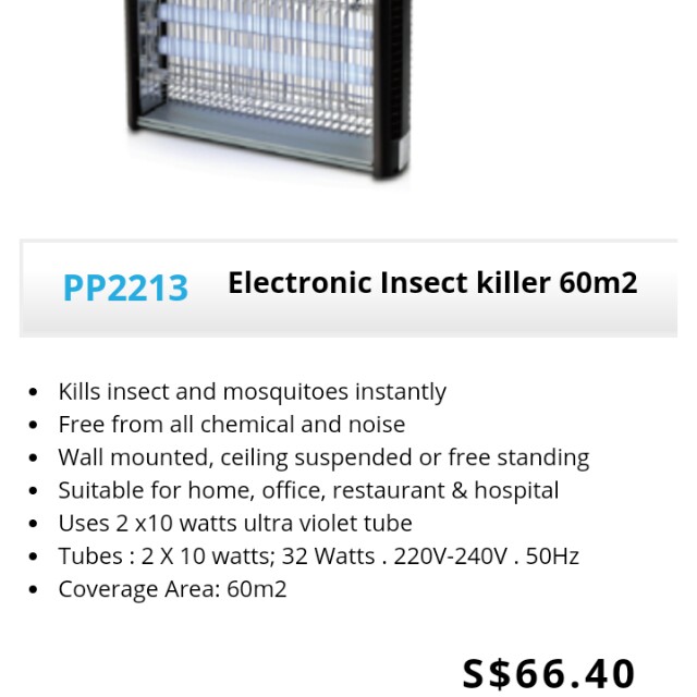 PowerPac Mosquito Power Strike / Electronic Insect Killer 60m2, TV ...