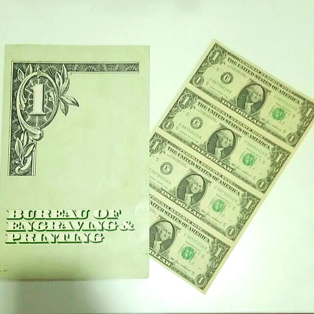 US Uncut Currency 1 Dollar X 4 in 1 Banknotes Money Duit Lama USA tanpa ...