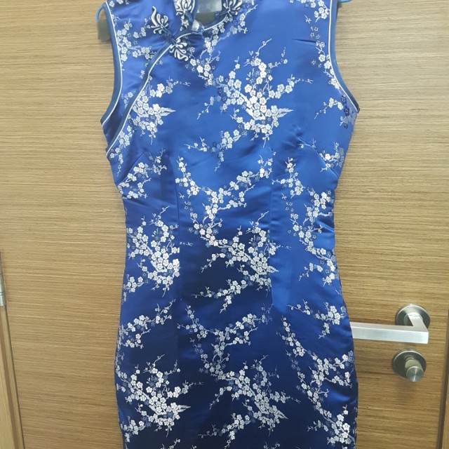 Blue Cheongsam, Women's Fashion, Muslimah Fashion, Dresses on Carousell