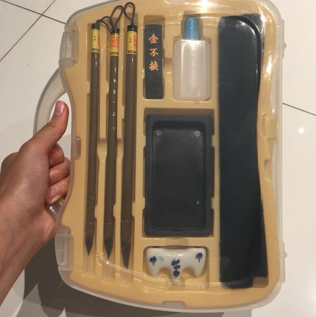 Chinese Calligraphy Brushes Large Medium Small with brush holder, ink ...