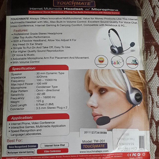 Touchmate Headset with Microphone, Audio, Microphones on Carousell