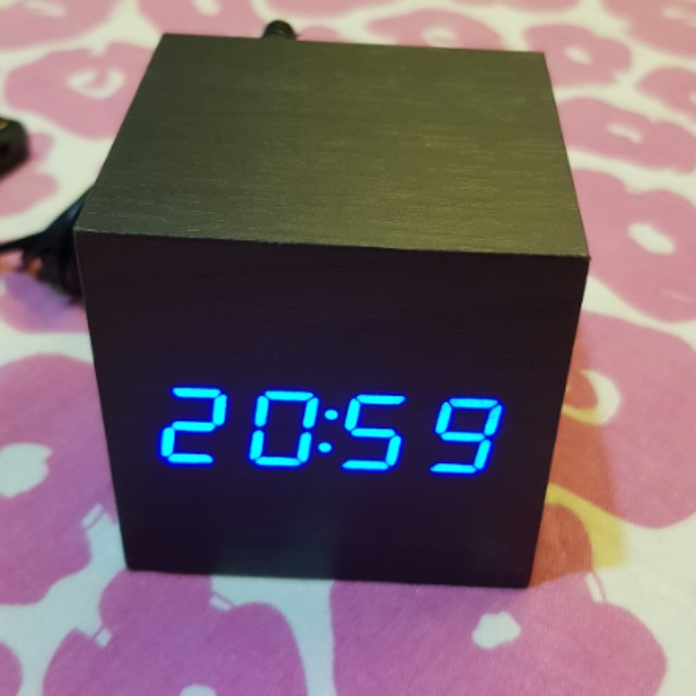 Cube Digital Clock (Black Wood), Furniture & Home Living, Home Decor ...