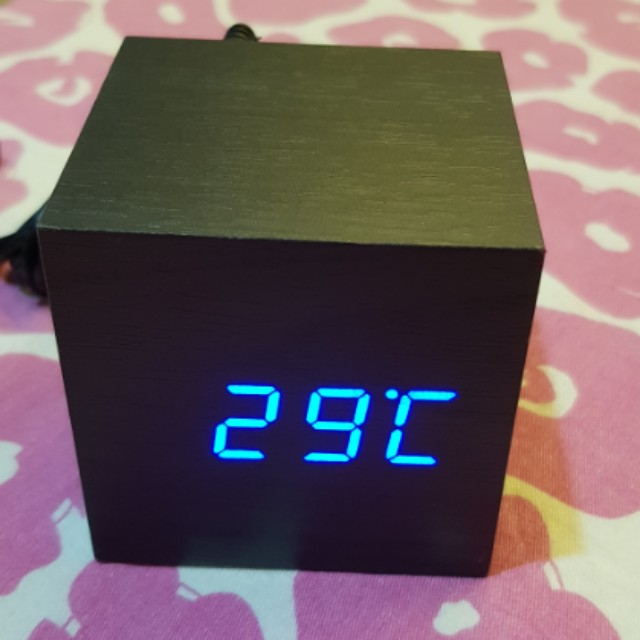 Cube Digital Clock (Black Wood), Furniture & Home Living, Home Decor ...
