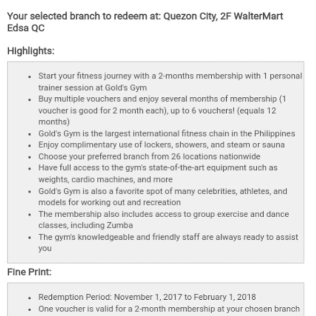 Gold's Gym Metrodeal Voucher, Tickets & Vouchers, Vouchers on Carousell