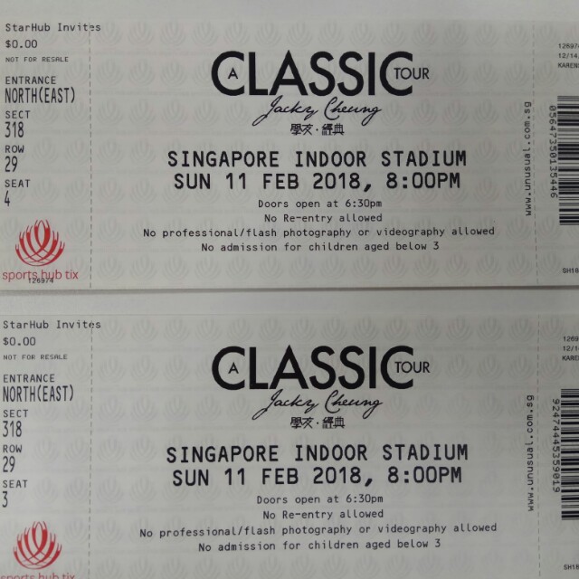 Jacky Cheung Concert Tickets, Tickets & Vouchers, Event Tickets on Carousell