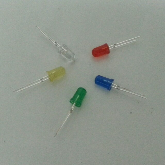 5mm LEDs 10pc/set in Yellow, Green, Blue, Red & White Colours ...