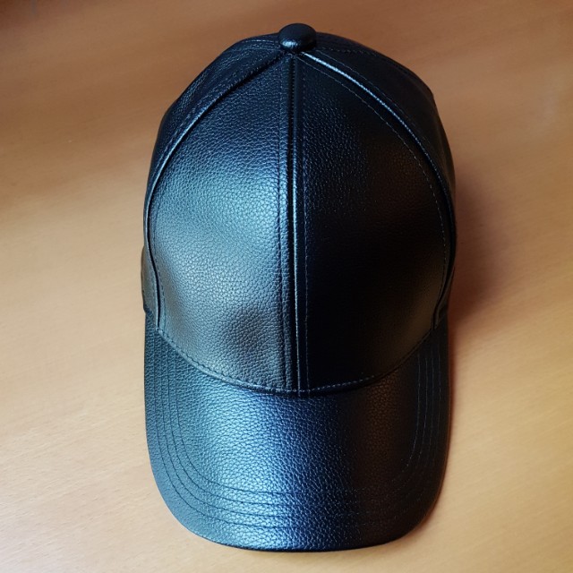 Black Leather Cap, Women's Fashion, Watches & Accessories, Other ...