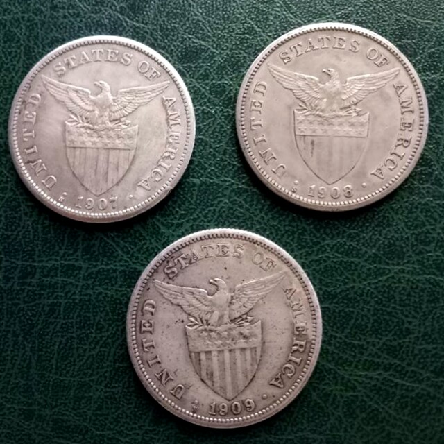Philippine Coins under US Administration, USPI 1907, 1908 & 1909, One ...