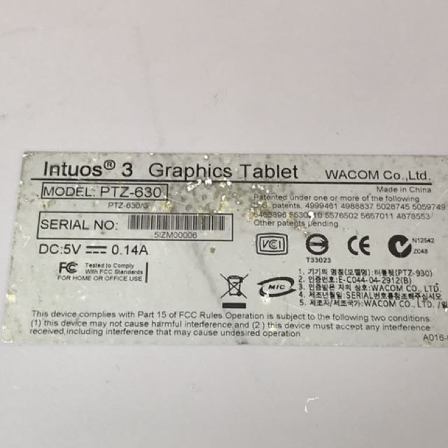 Wacom Intuos 3 Graphics Tablet PTZ-630, Computers & Tech, Parts ...