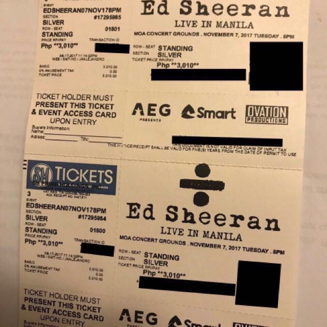Ed Sheeran in Manila, Tickets & Vouchers, Event Tickets on Carousell