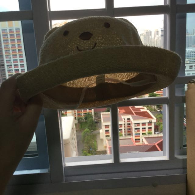 Original Korea Straw Hat (Bear), Babies & Kids, Babies & Kids Fashion ...