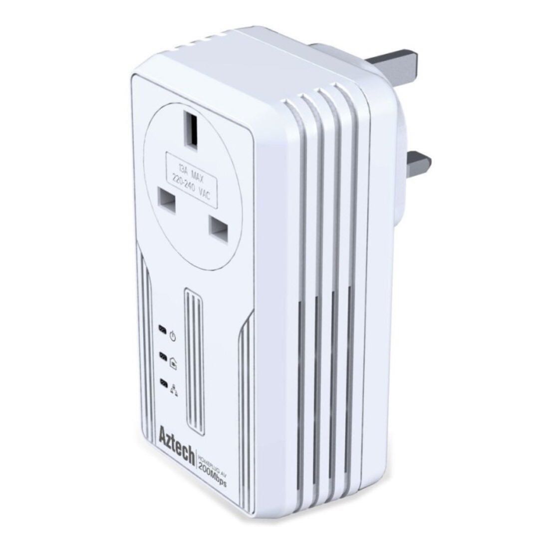 Aztech Homeplug AV 200Mbps Ethernet Adapter (Pass Through) and Wireless ...