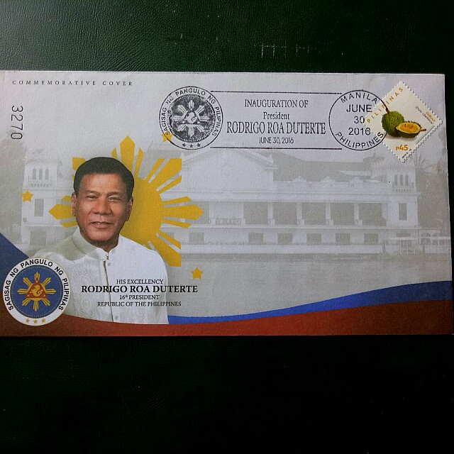 Commemorative Cover Stamp,Pres. Duterte 16th President of the Republic ...