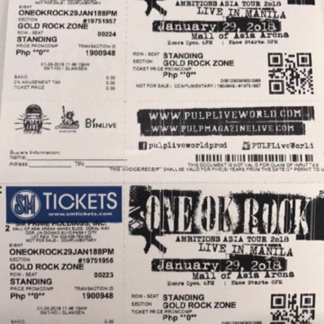 Buy1take1 ONE OK ROCK MANILA CONCERT, Tickets & Vouchers, Event Tickets ...