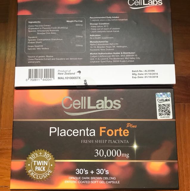 CellLabs - Placenta Forte Plus, Health & Nutrition, Health Supplements ...