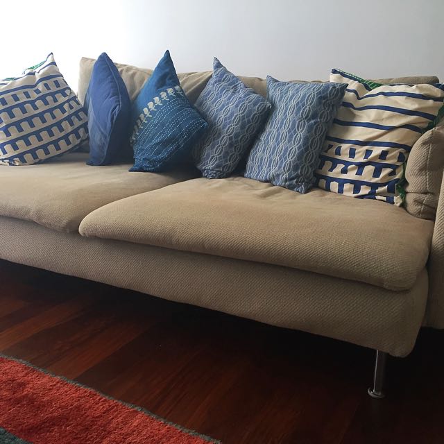 IKEA soderhamn 3 seater beige sofa, Furniture & Home Living, Furniture ...