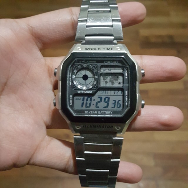Casion Silver Digital Watch AE-1200WHD-1AVDF, Men's Fashion, Watches ...