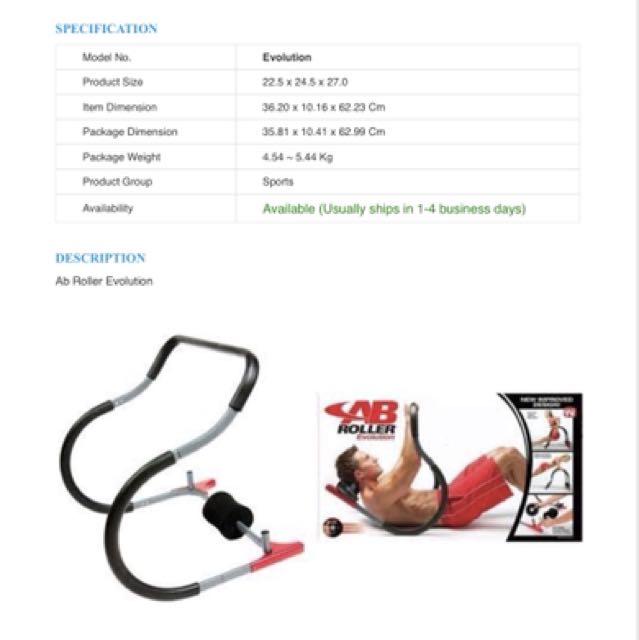 AB Roller Evolution, Sports Equipment, Exercise & Fitness, Toning ...