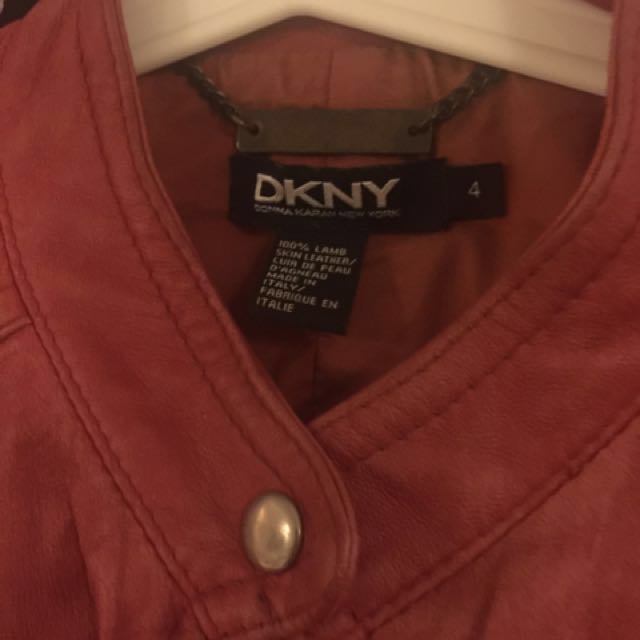 DKNY red leather jacket (Italy), Women's Fashion, Coats, Jackets and ...
