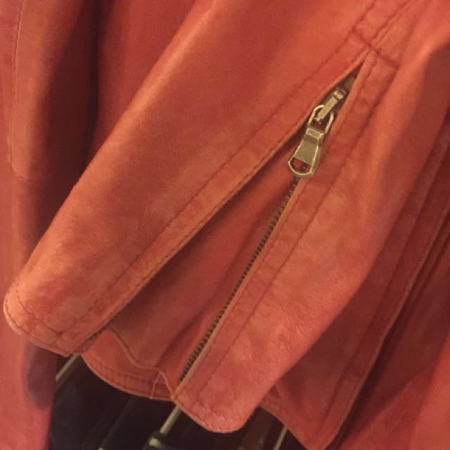 DKNY red leather jacket (Italy), Women's Fashion, Coats, Jackets and ...