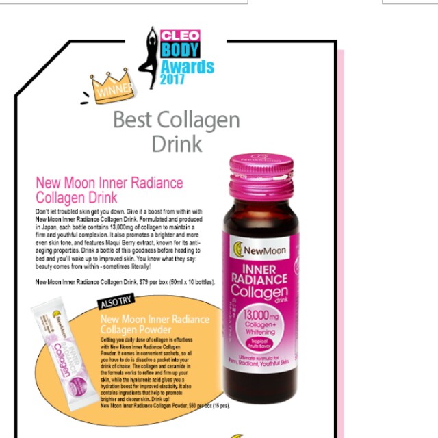 New Moon Inner Radiance Collagen Drink, Health & Nutrition, Health ...