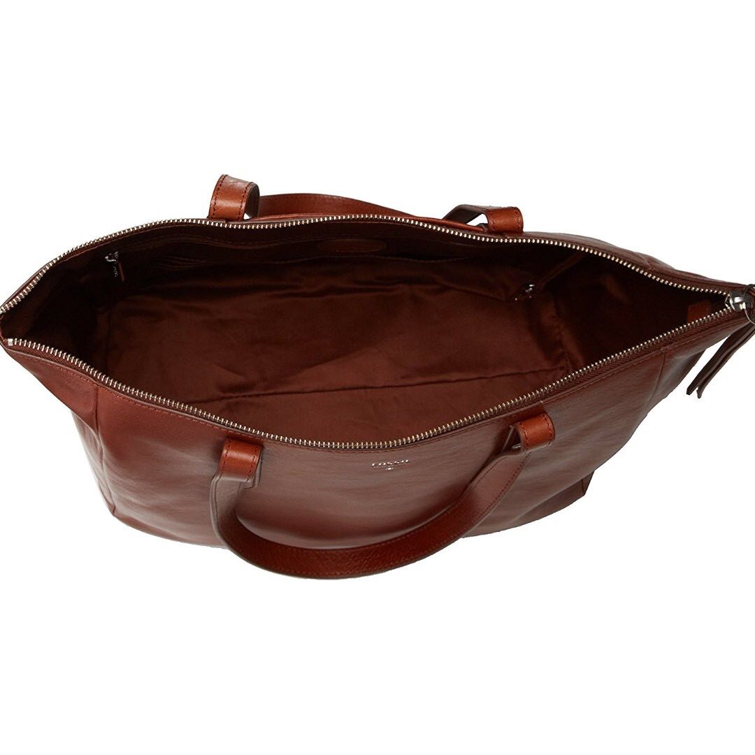Fossil Sydney Brown Leather Totes, Women's Fashion, Bags & Wallets ...