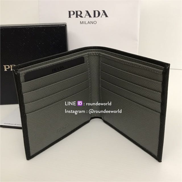 Prada Saffiano Leather Bi-Color Wallet 2MO513 - Black & Mercurio ...