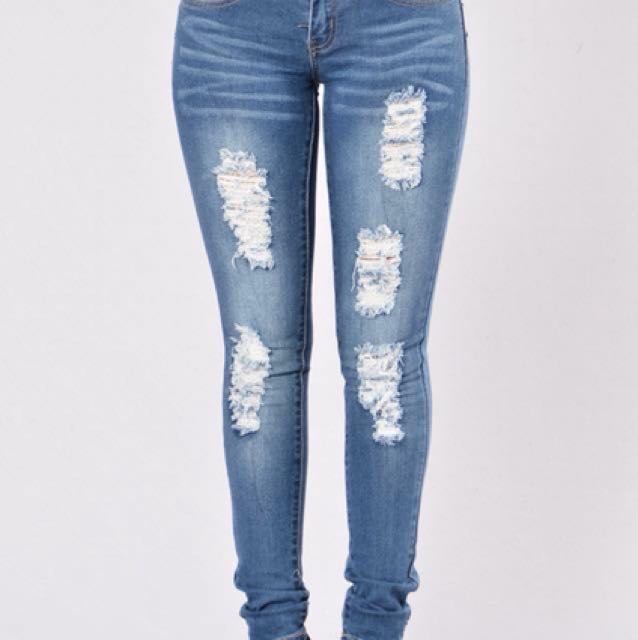 Tattered Jeans, Women's Fashion, Bottoms, Jeans on Carousell