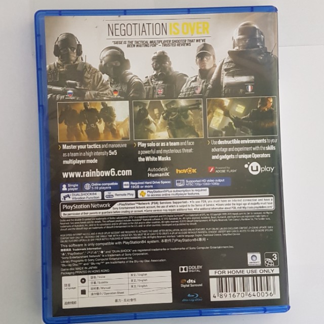 PS4 Rainbow Six Seige, Video Gaming, Video Games, PlayStation on Carousell