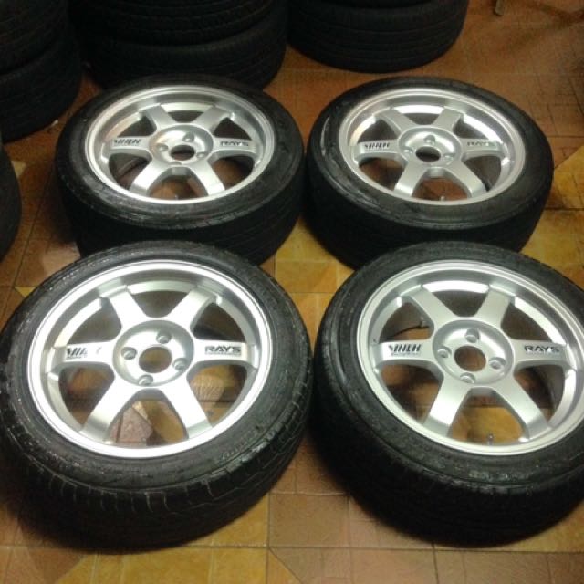 Te37 silver 16 pcd100, Auto Accessories on Carousell