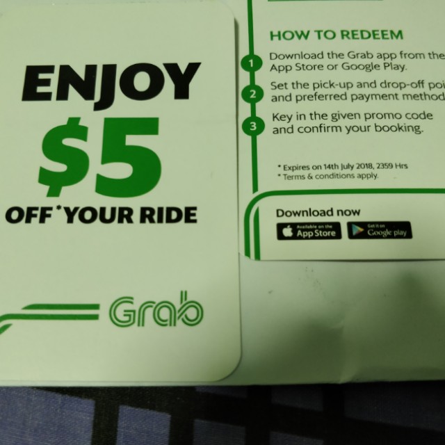 $5 GRAB vouchers for grab, Tickets & Vouchers, Vouchers on Carousell