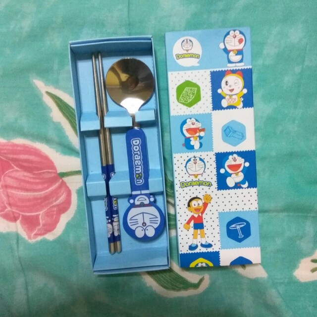 Doraemon stainless steel utensil set, Everything Else on Carousell