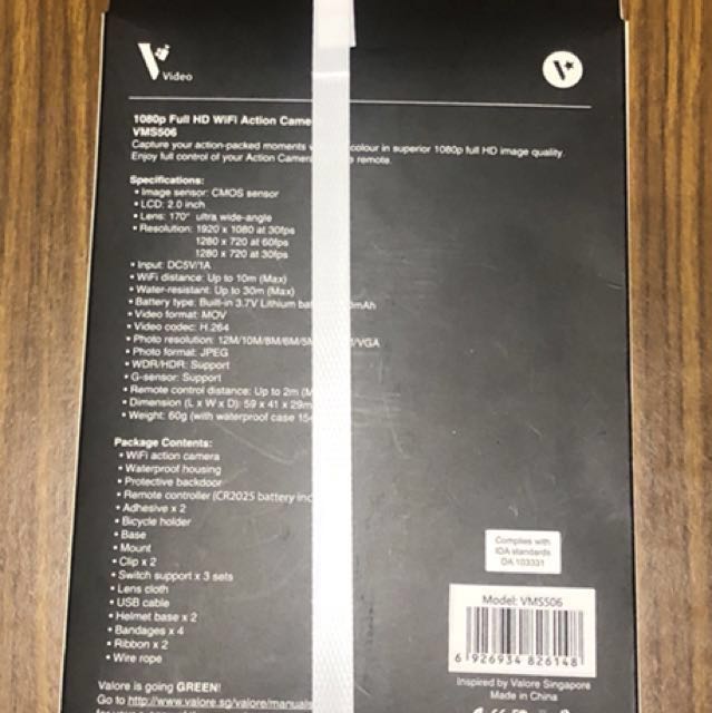 1080p Full HD WIFI Action Camera by Valore (VMS506 Black), Photography ...