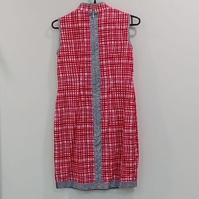 Red and White Checkered Cheongsam with B&W Polka Dots Trimmings, Women ...