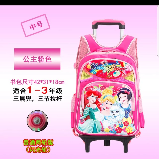 Disney Princess School Trolley Bag with Light-up Wheels, Babies & Kids ...