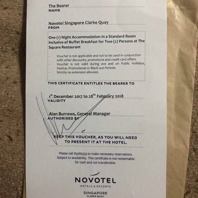 Novotel Singapore Clarke Quay hotel stay, Tickets & Vouchers, Vouchers ...
