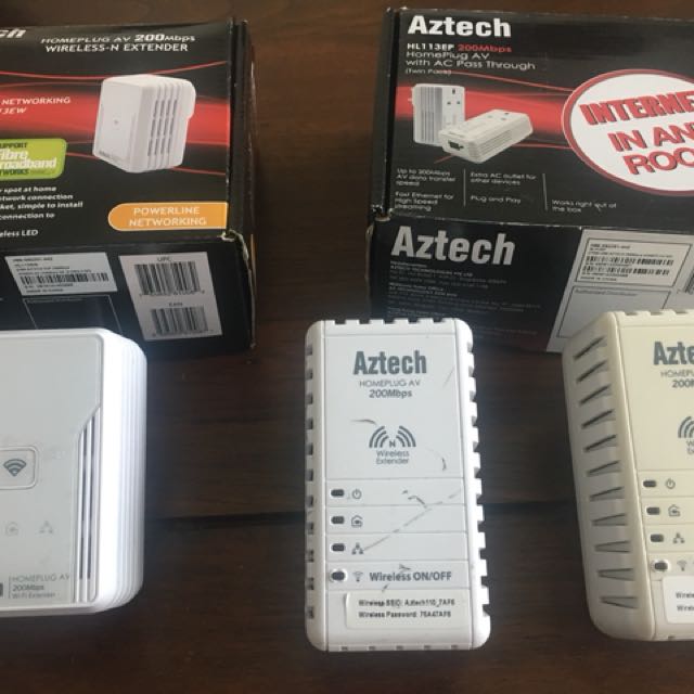 Three Aztech Homeplug Av Wifi Extenders Computers And Tech Parts And Accessories Networking On
