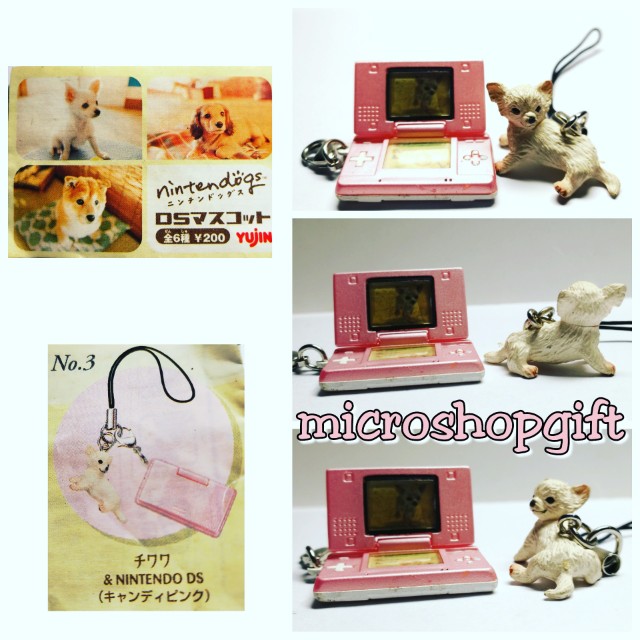 2005年 中古品 絕版Yujin扭蛋 NINTENDOGS チワワ＆NINTENDO DS （キャンディピンク） 任天狗 芝娃娃 犬掛飾 ...