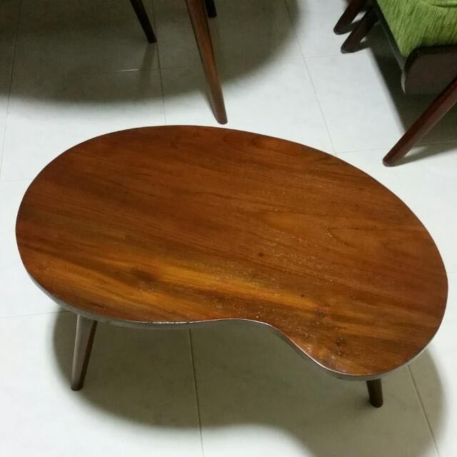 Mid-century Teak Wood Pencil Leg Kidney-bean Shape Coffee Table ...