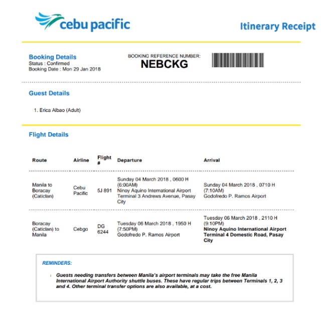 MNL - CATICLAN - MNL, Tickets & Vouchers, Local Attractions & Transport ...