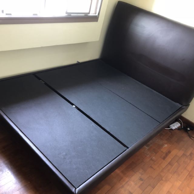 Cellini leather queen size bed frame, Furniture, Beds & Mattresses on ...