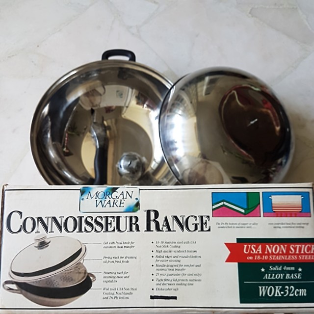 Morgan Ware USA NON STICK STAINLESS STEEL 32 CM WOK, TV & Home ...