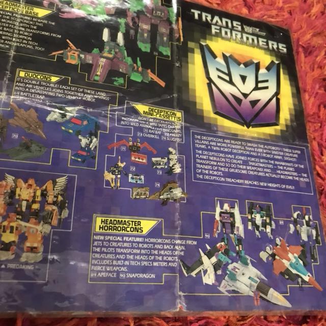 Vintage 1986 Hasbro Printed in Japan Transformers G1 Double Sided ...