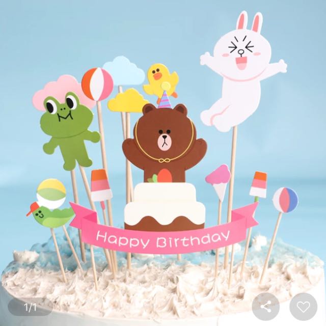 BN Line Friends Birthday Cake Topper, Hobbies & Toys, Stationery ...