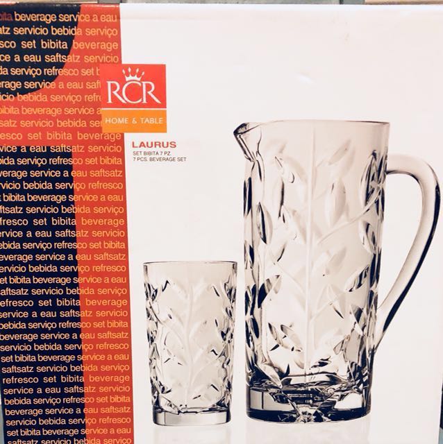 New Beautiful 7-piece Crystal Jug and Glass; RCR Brand, Furniture ...