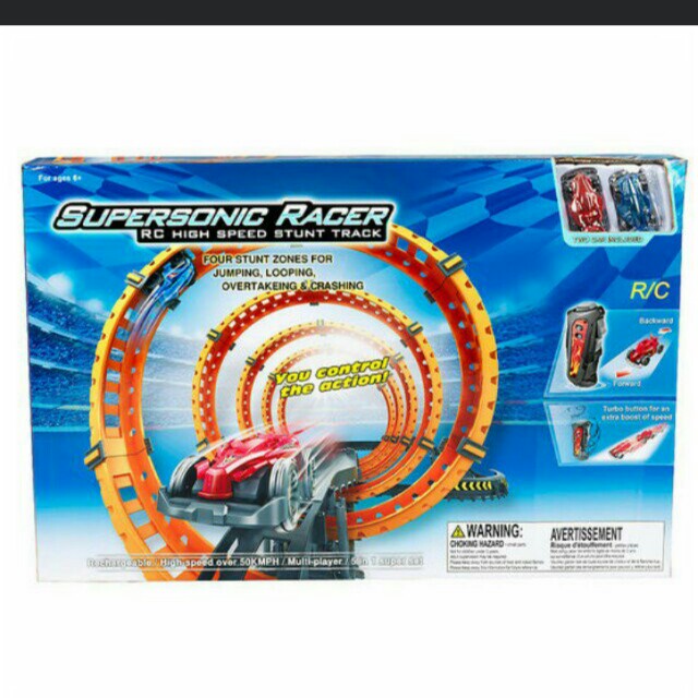 Supersonic Racer RC High Speed Stunt Track with 2 cars Looping jumping ...